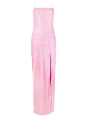 ROTATE BY BIRGER CHRISTENSEN Transparent Sequins Slit-detail Maxi Dress - Pink