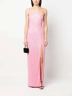 ROTATE BY BIRGER CHRISTENSEN Transparent Sequins Slit-detail Maxi Dress