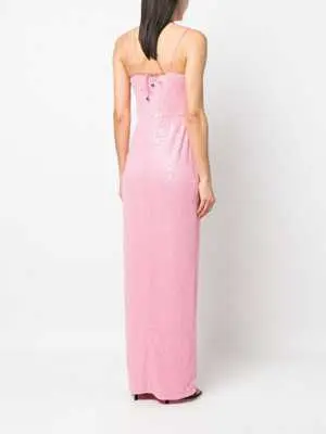 ROTATE BY BIRGER CHRISTENSEN Transparent Sequins Slit-detail Maxi Dress