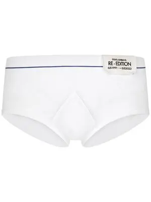 Dolce & Gabbana Brando Logo-waistband Ribbed Briefs - White