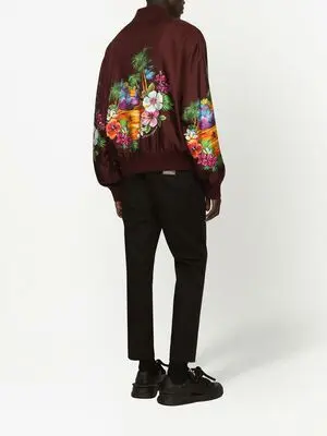 Dolce & Gabbana Island-print Silk Bomber Jacket - Red