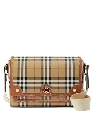 Burberry Note Check Crossbody Bag - Brown