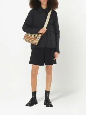 Burberry Note Check Crossbody Bag - Brown