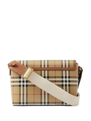 Burberry Note Check Crossbody Bag - Brown