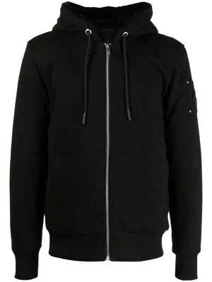 Moose Knuckles Logo Plaque Zip-up Hoodie - Black