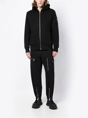 Moose Knuckles Logo Plaque Zip-up Hoodie - Black