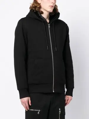 Moose Knuckles Logo Plaque Zip-up Hoodie - Black