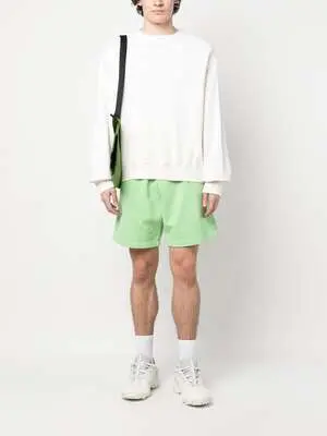 MSGM Embroidered-logo Cotton Shorts - Green