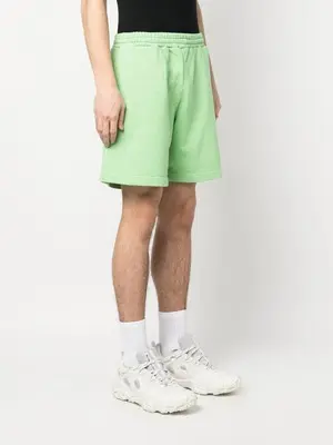 MSGM Embroidered-logo Cotton Shorts - Green
