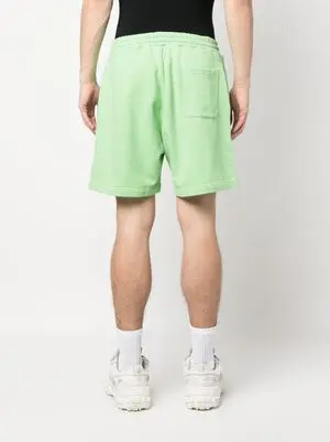 MSGM Embroidered-logo Cotton Shorts - Green