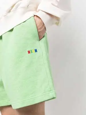 MSGM Embroidered-logo Cotton Shorts - Green