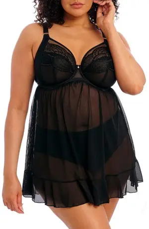 Elomi Priya Full Figure Underwire Babydoll - Black