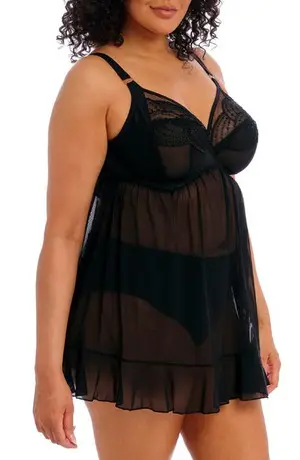 Elomi Priya Full Figure Underwire Babydoll - Black