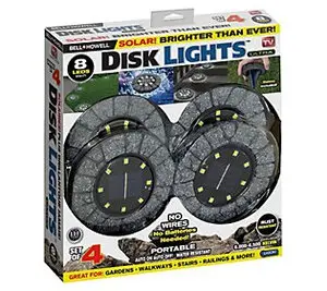 BELL & HOWELL Bell + Howell Outdoor Solar Powered Stone Disk Lights 4 Pack - One-color