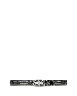 Balenciaga Bb Large Leather Belt - Gray/silver