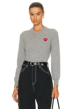 Play Comme Des Garcon V Neck Sweaters For Women