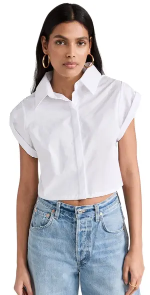 HEVRON Leonora Cropped Shirt - Cloud