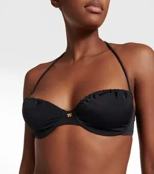 TOM FORD Logo Ruched Bikini - Black