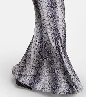Norma Kamali Snake-print Turtleneck Jersey Maxi Dress