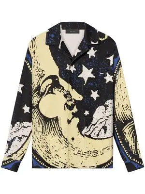 Amiri Moon-print Organic Cotton Shirt - Black