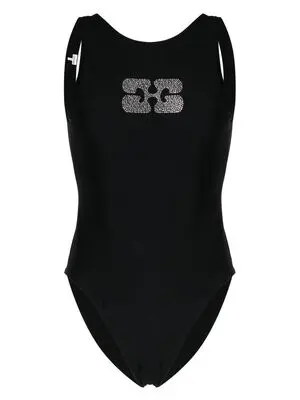 GANNI Diamanté Embellished Swimsuit - Black