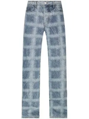 Amiri Plaid Print Wide Leg Jeans