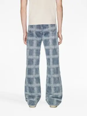 Amiri Plaid Print Wide Leg Jeans