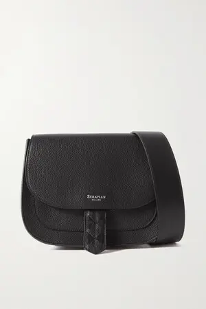 SERAPIAN Luna Textured-leather Shoulder Bag - Black