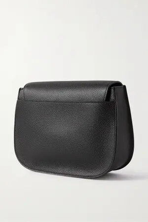 SERAPIAN Luna Textured-leather Shoulder Bag - Black