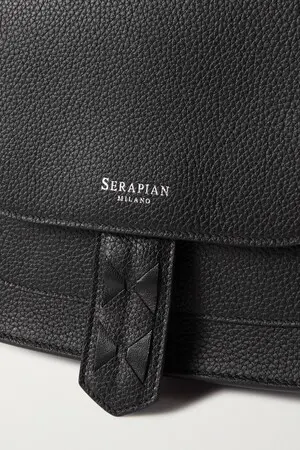 SERAPIAN Luna Textured-leather Shoulder Bag - Black