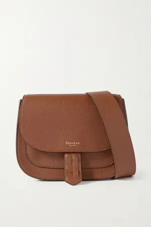 SERAPIAN Luna Textured-leather Shoulder Bag Brown