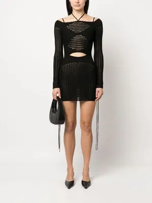 ANDREĀDAMO Ribbed-knit Mini Dress - Black