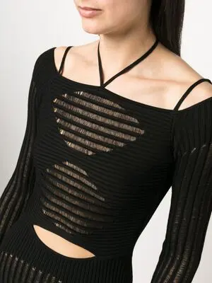 ANDREĀDAMO Ribbed-knit Mini Dress - Black