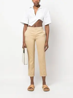 TWINSET Cropped Straight-leg Trousers - Neutrals