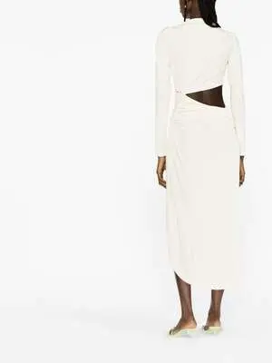Off-White Vi-crepe Draped Midi Dress - White