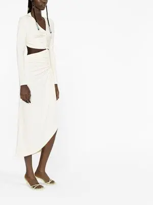 Off-White Vi-crepe Draped Midi Dress - White