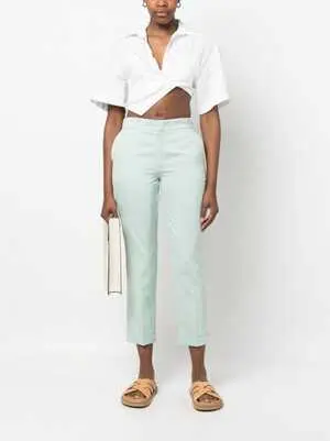 TWINSET Cropped Straight-leg Trousers - Green