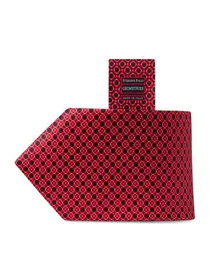 Stefano Ricci Men's Luxury Woven Silk Tie - Bright Orange Bright Red