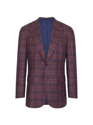 Stefano Ricci Men's Woven Blazer 2 Buttons - Burgundy  - Blue