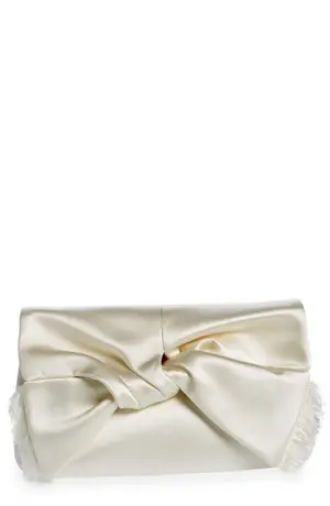 ANYA HINDMARCH Bow Double Face Satin Clutch - Ivory