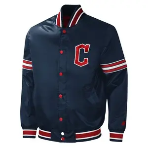 STARTER Cleveland Guardians Midfield Satin Full-snap Varsity Jacket
