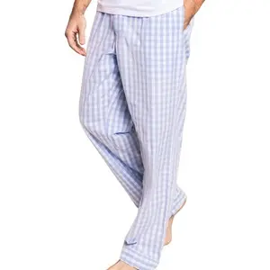 PETITE PLUME Gingham Woven Cotton Pajama Pants - Blue