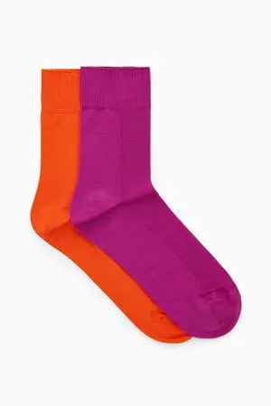 Cos 2-Pack Ribbed Ankle Socks Purple