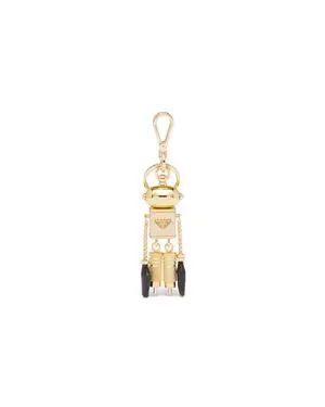 Prada Robot Saffiano Leather Keychain Charm - Gold/silver