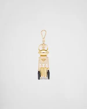 Prada Robot Saffiano Leather Keychain Charm - Platinum