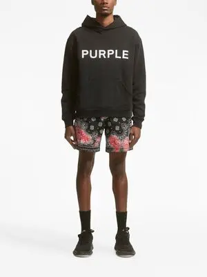 PURPLE BRAND Paisley-print Bleached Shorts