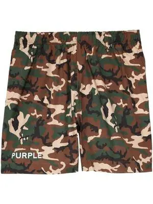PURPLE BRAND Camouflage Print Shorts - Brown