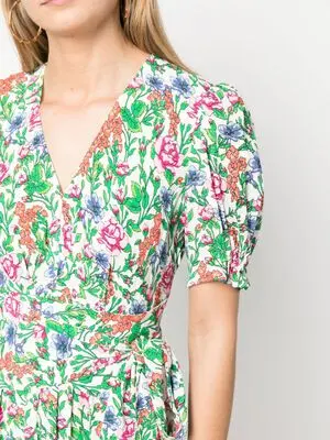 Diane Von Furstenberg Floral Print Pleated Midi Dress