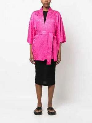 P.a.r.o.s.h Floral-jacquard Tie-waist Jacket
