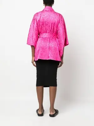 P.a.r.o.s.h Floral-jacquard Tie-waist Jacket
